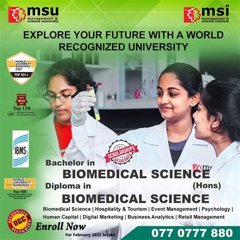 Bachelor Of Biomedical Science Hons Management And Science Institute