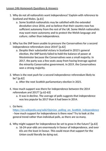Edexcel A Level Uk Politics Lessons 74 78 Devolution Teaching Resources