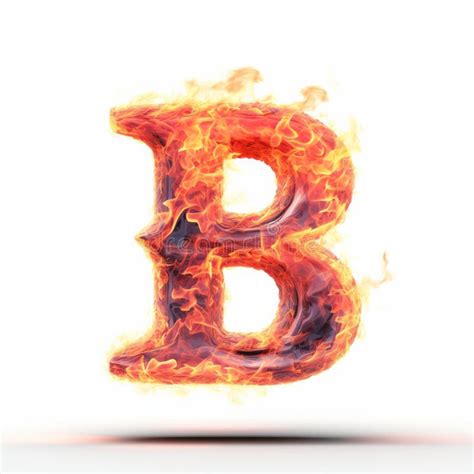 Realistic Fire Letter B On White Background Cryengine Style Stock
