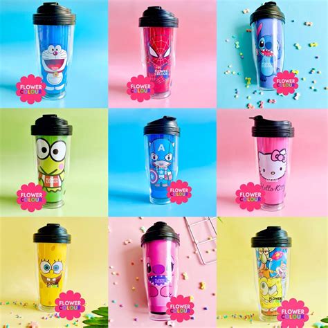 Jual Tumbler Custom Tempat Minum Karakter Kartun Spongebob Stitch
