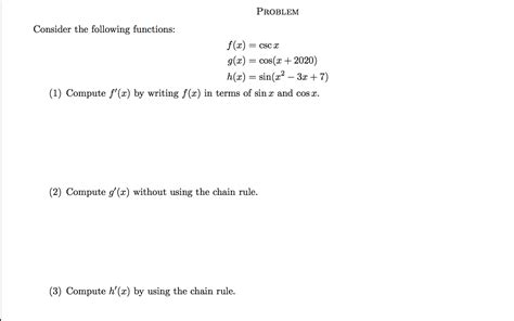 solved problem csc consider the following functions f x
