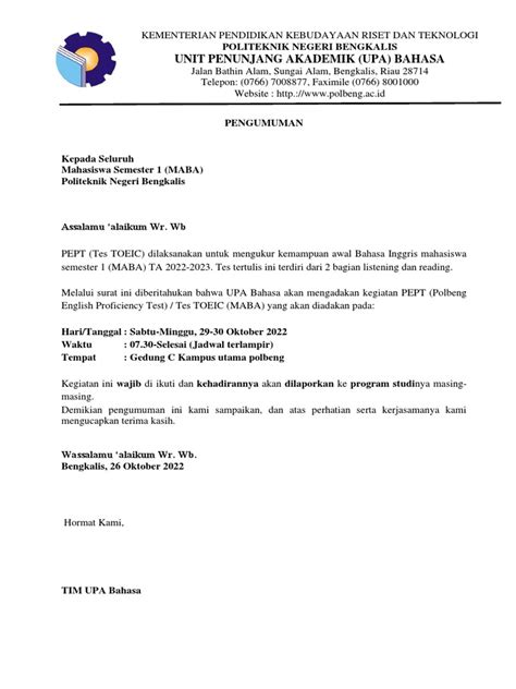 Pengumuman Pept Share Mhs Pdf