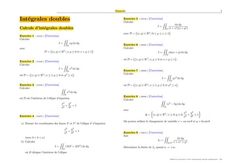 SOLUTION: Exercices d'integrales doubles - Studypool