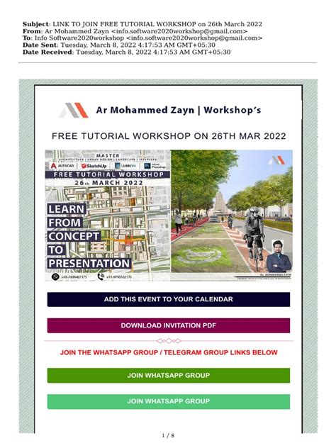 link to join free tutorial workshop on 26th march 2022 pdf software