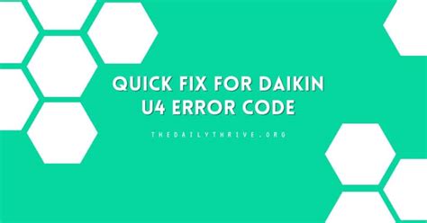 Quick Fix For Daikin U Error Code