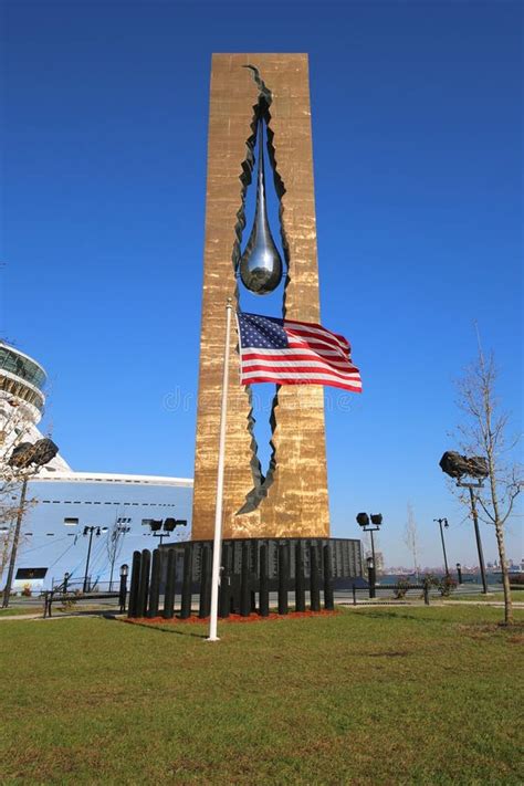 American Flag In The Front Of September 11 Memorial To The Struggle