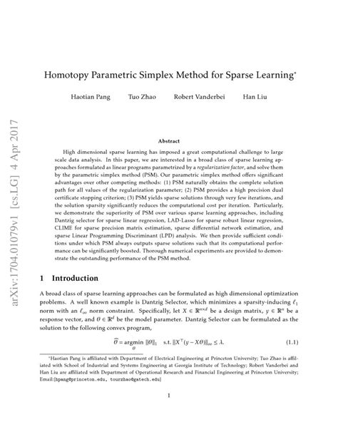 Homotopy Parametric Simplex Method For Sparse Learning Deepai