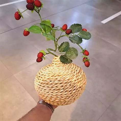 خرید و قیمت گلدان حصیری ایکیا گلدان ترکیه ای گلدان ایکیا گلدان چوبی جهزیه عروس گلدون حصیری