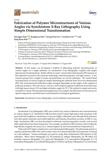 Pdf Fabrication Of Polymer Microstructures Of Various Angles Via