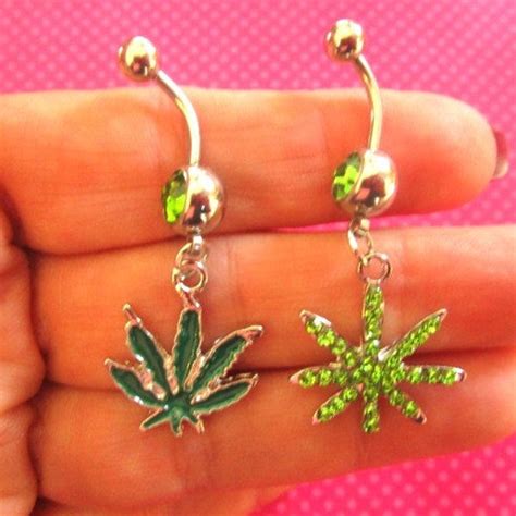Pot Leaf Belly Ring Etsy