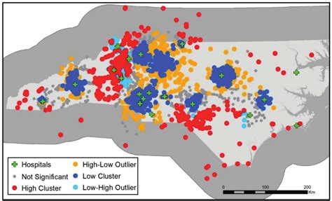 Drive Time Spatial Cluster Analysis Local Morans I Showing Locations