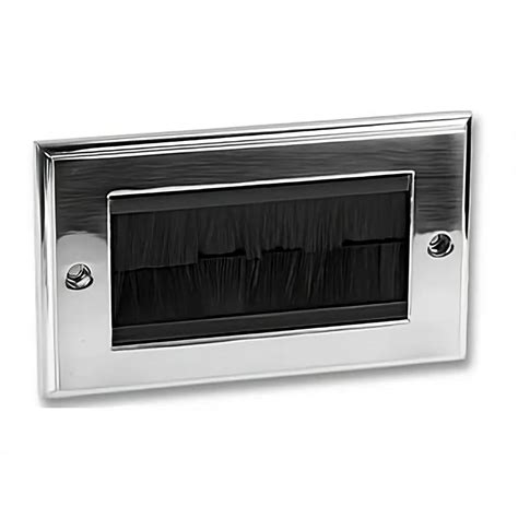 Double Gang Brushed Chrome Brush Plate With Black Brushes