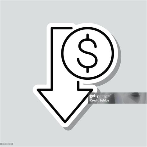 Dollar Decrease Icon Sticker On Gray Background High Res Vector Graphic