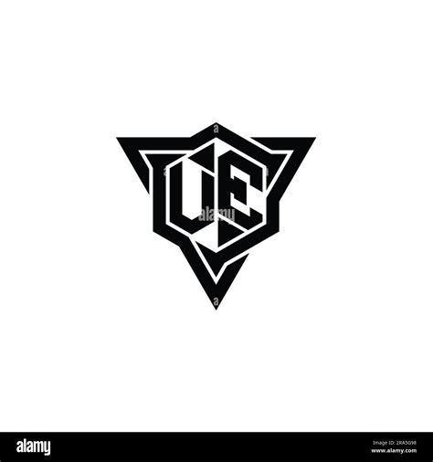 Ve Letter Logo Monogram Hexagon Shape With Triangle Outline Sharp Slice Style Design Template