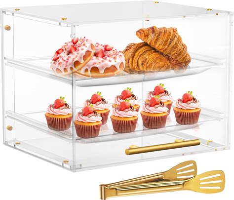 Acrylic Pastry Display Case Countertop 2 Tier Bakery