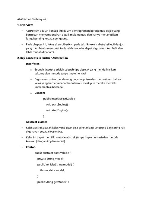Abstraction Techniques Untuk Kelas Pemrograman Obyek Javadocx