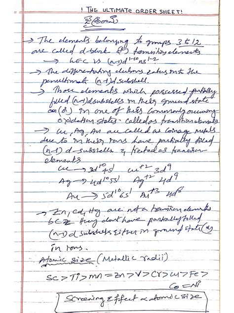 Chemistry D Block Elements Notes Pdf