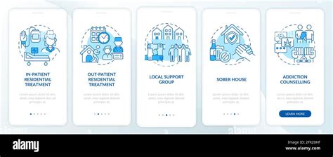 Rehabilitation Types Onboarding Mobile App Page Screen With Concepts Stock Vector Image And Art