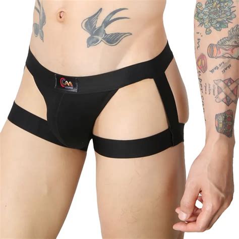 Sexy Leg Belt Underwear Men Thong Elastic Bondage Underpants Cotton T