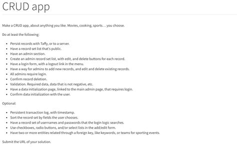 Solved CRUD App Make A CRUD App About Anything You Like Chegg