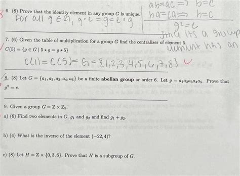 solved 6 8 prove that the identity element in any group g