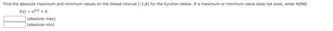 Solved Find The Absolute Maximum And Minimum Values On The Chegg