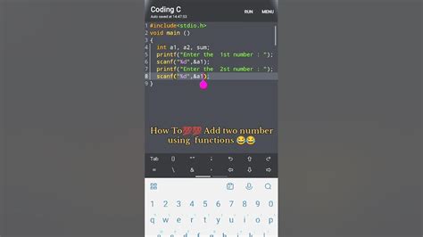 How To💯💯 Add 2 Number Using Functions In C Language Coding Programming C Youtube
