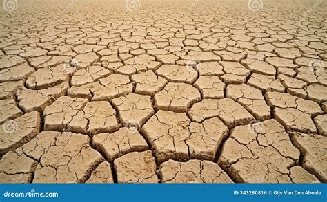Cracked Parched Clay Surface With Intricate Geometric Shapes Stock