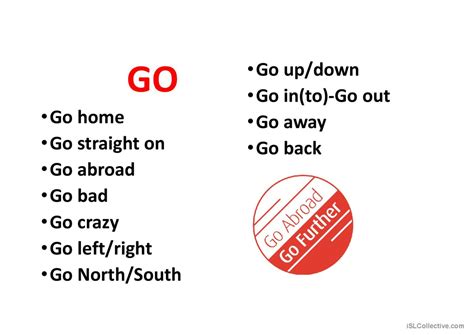 Verb Go General Readin English Esl Powerpoints