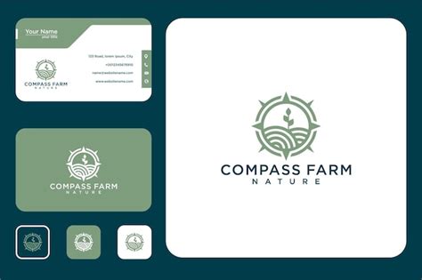 Premium Vector Compass With Farm Logo Design And Business Card