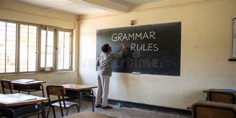 Blackboard With Grammar Rules In Classroom Stock Illustration