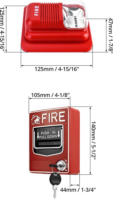Qwork Wired Emergency Fire Alarm Station 12 24v Dc Wired Sound And Light Fire Alarm Warning