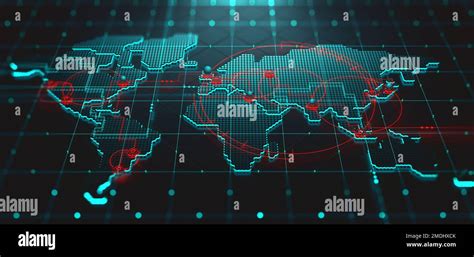 Abstract Map Of Continents Globalization And Geopolitics In High Tech