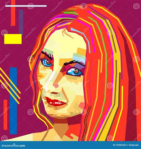 Polygonal Geometric Portrait Of Girl In Wpap Style Stock Vector