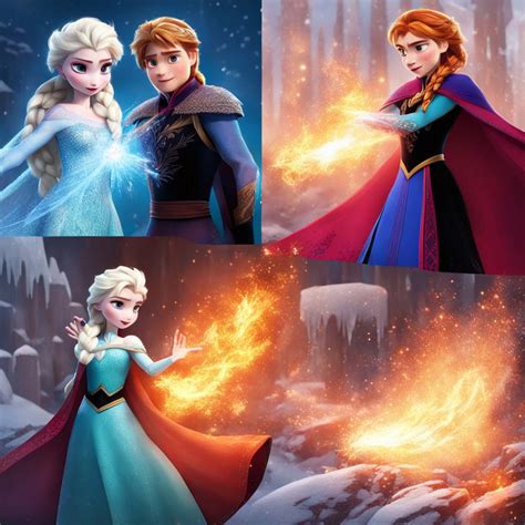 Elsa Creating Ice Vs Anna Creating Fire In Battle By Lordbaronsolo On
