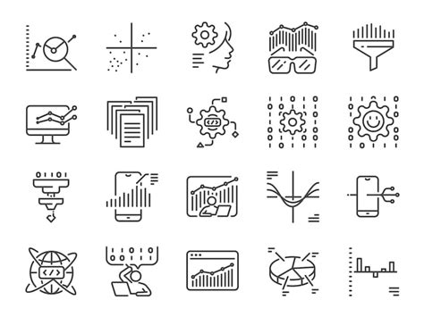 Premium Vector Data Science Line Icon Set