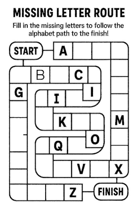 Missing Letter Route Worksheet Download And Print Now