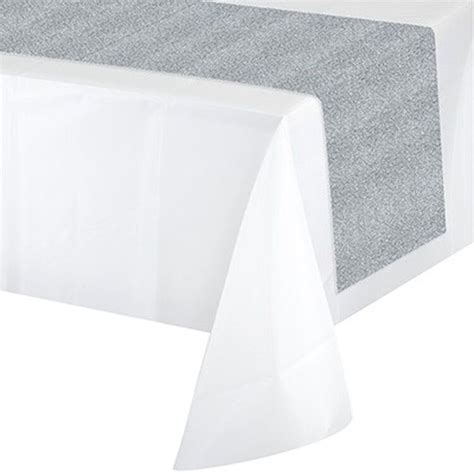 Glittered Table Runner Silver