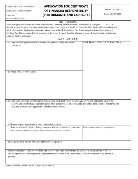 Form Fmc 131 Download Printable Pdf Or Fill Online Application For Certificate Of Financial