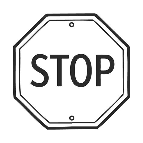 Black And White Stop Sign With Octagonal Shape And Bold Text 68546747