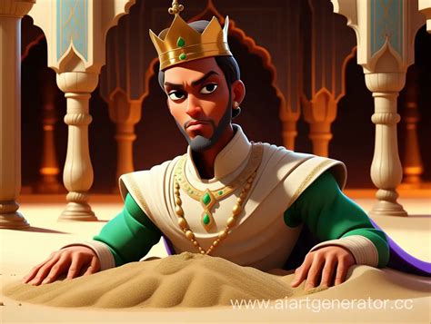 Royal Transformation Prince Umars Sand Metamorphosis In Cartoon Style 8k Ai Art Generator