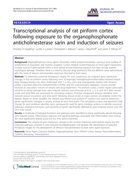 Pdf Transcriptional Analysis Of Rat Piriform Cortex Following