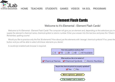 Jefferson Lab Periodic Elements Memorization Game Interactive For 9th