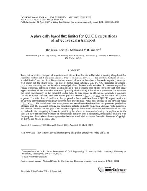 Pdf A Physically Based Flux Limiter For Quick Calculations Of