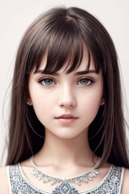 Una Chica Con Cabello Castaño Largo Y Una Camisa Blanca Foto Premium