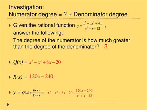 PPT Investigating Oblique And Non Linear Asymptotes And The Graphs Of Rational Functions