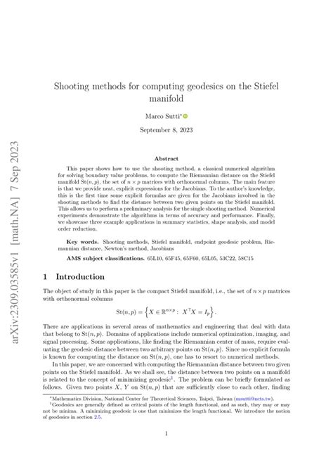 Shooting Methods For Computing Geodesics On The Stiefel Manifold Deepai