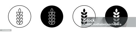 Wheat Icon Set Flour Oat Vector Symbol Dietary Grain Sign Malt Plant