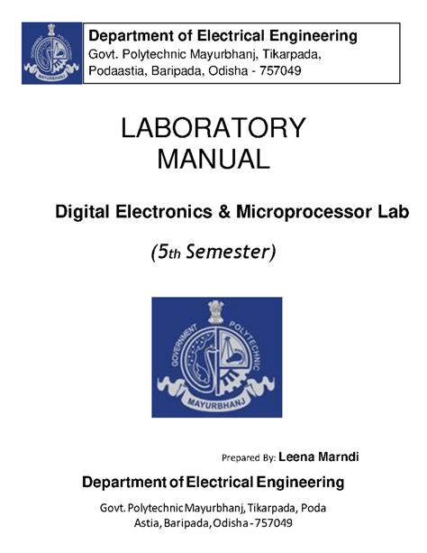 Digital Microprocessor Lab Manual 5th Sem Laboratory Manual Digital