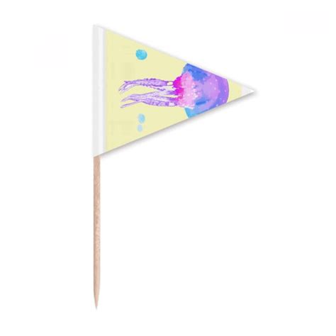Riotous Profusion Florid Jellyfish Toothpick Triangle Cupcake Toppers